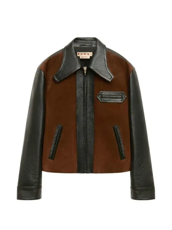 Marni Leather Jacket With Split-leather Front Panel
