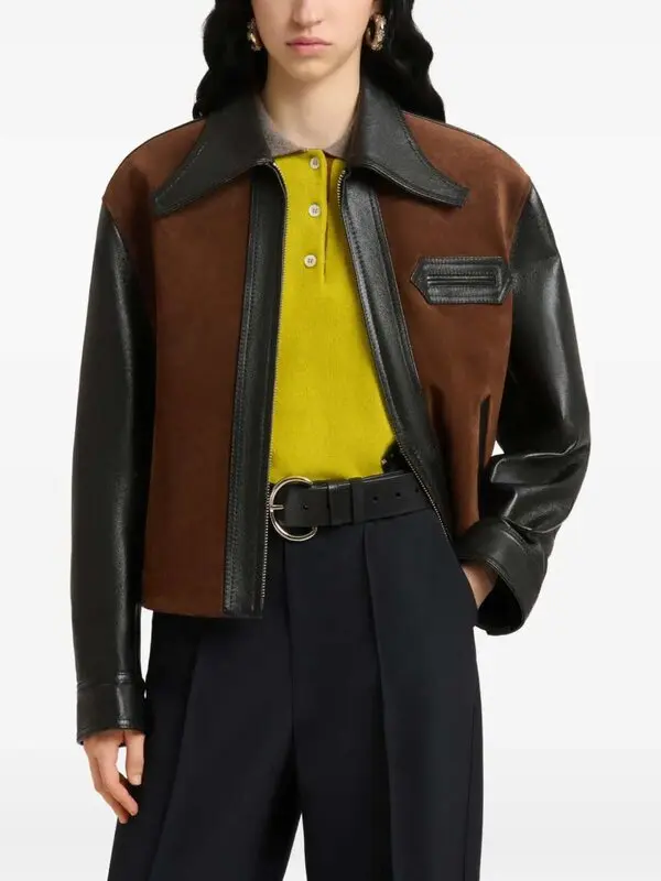 Marni Leather Jacket With Split-leather Front Panel