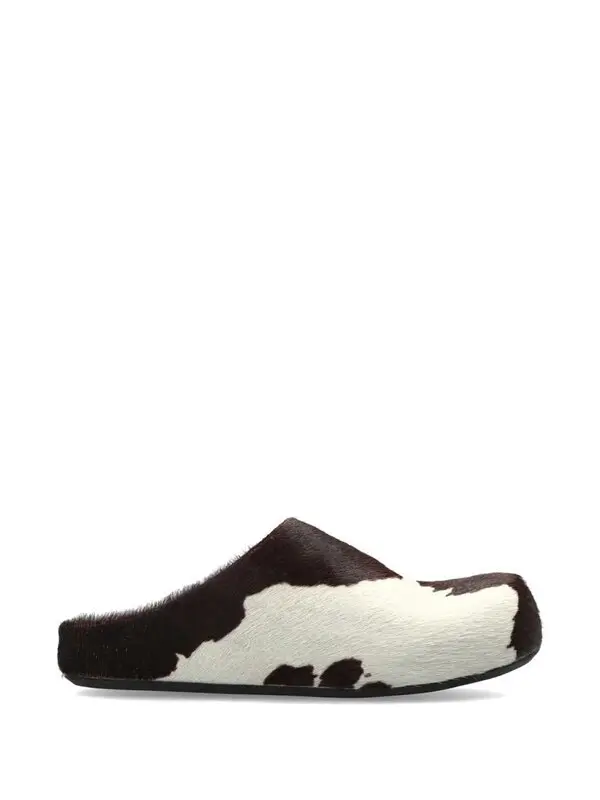 Marni White And Cow-print Calf Hair Fussbett Mules - Brown