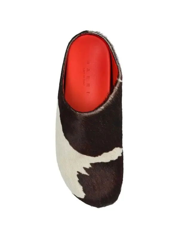 Marni White And Cow-print Calf Hair Fussbett Mules - Brown