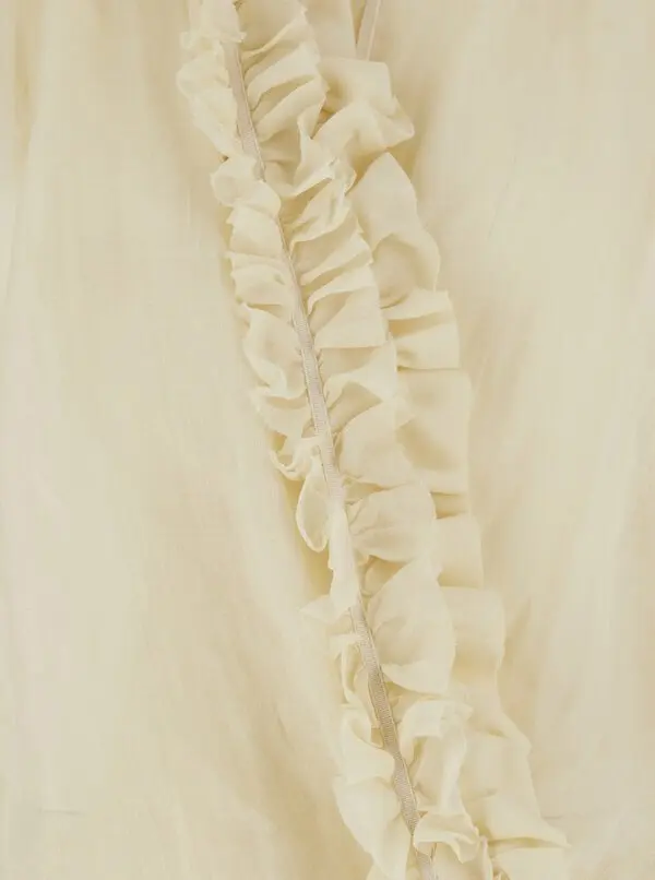 Dries Van Noten Cenver' Beige Silk Blouse With V-neck And Long Sleeves - Multicolor