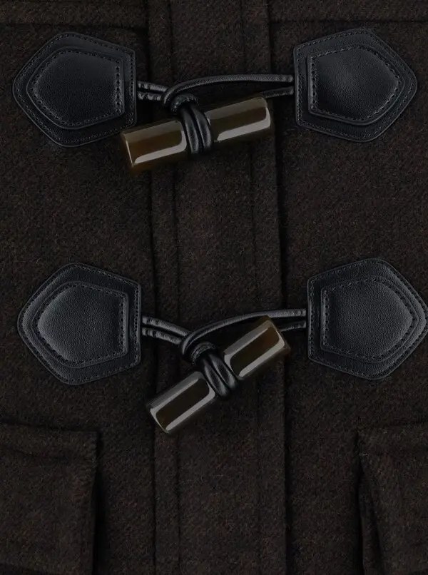 GANNI Peacoat Wool Mini Duffle Coat Brown
