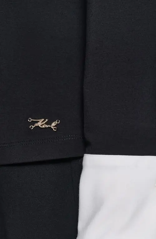 Karl Lagerfeld Paris Contrast Trim Collared Knit Top