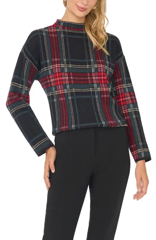 Vince Camuto Plaid Mock Neck Sweater