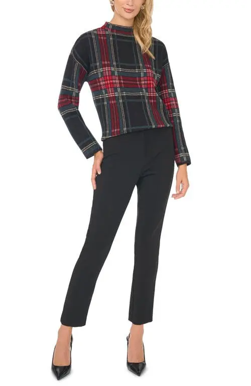 Vince Camuto Plaid Mock Neck Sweater