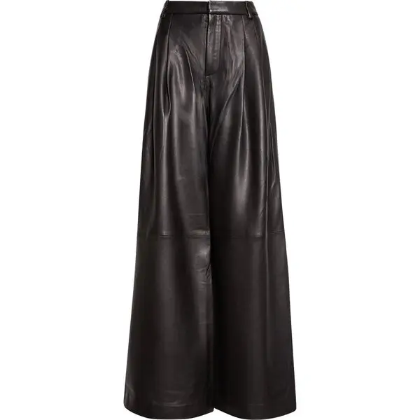 L'Agence Chelsy Wide Leg Leather Pants