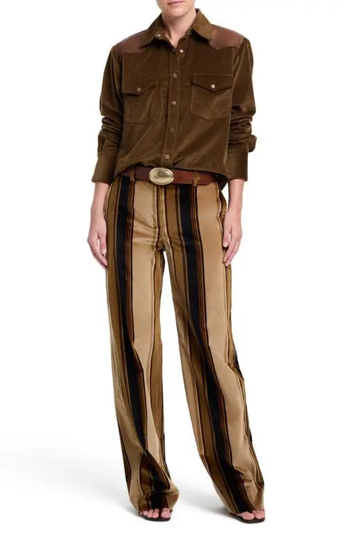 TWP Cowboy Take Me Away Corduroy Shirt With Leather Yoke - Pinecone/bison