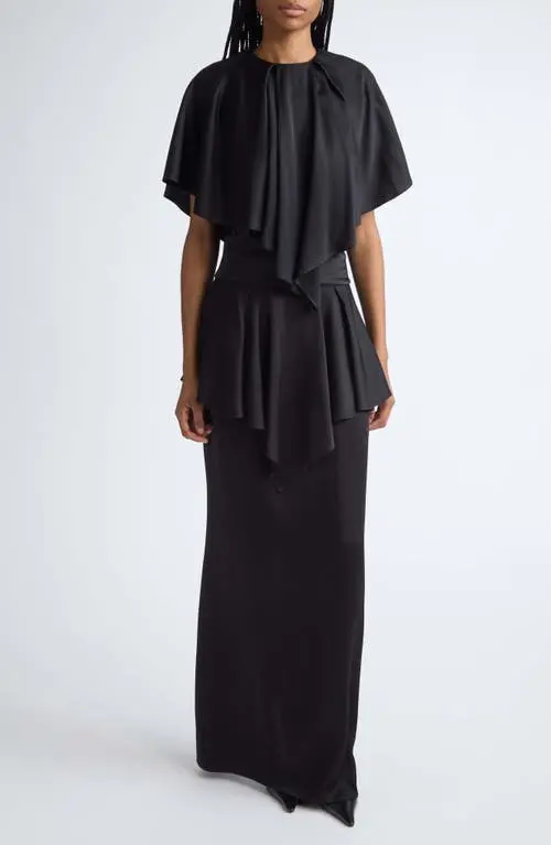 Stella McCartney Lace Trim Satin Cape Gown