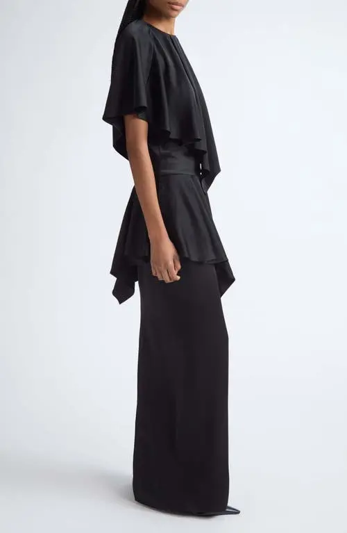 Stella McCartney Lace Trim Satin Cape Gown