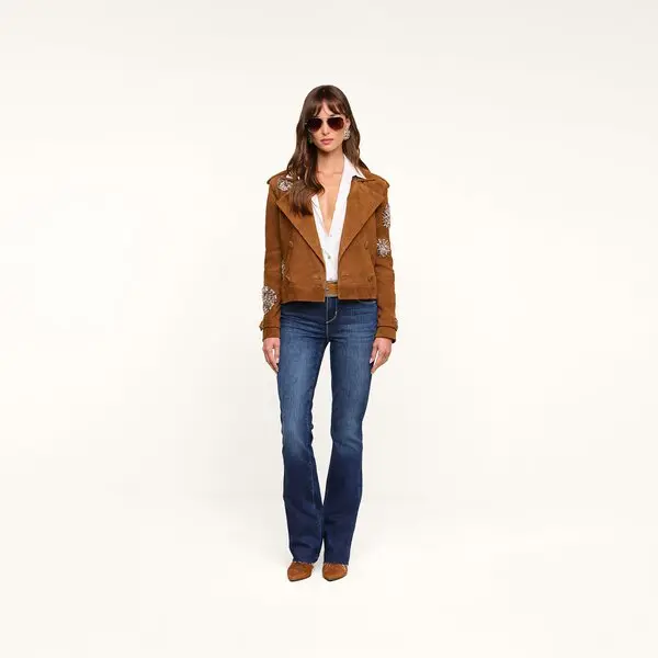 L'Agence Xoey Cropped Crystal Trench Coat