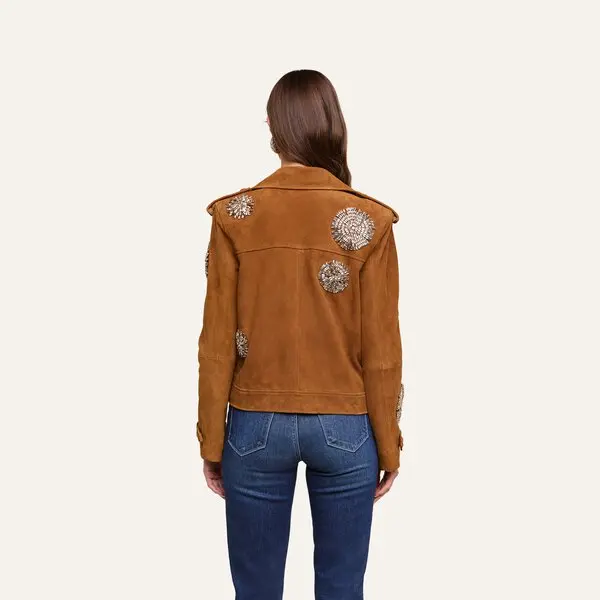 L'Agence Xoey Cropped Crystal Trench Coat