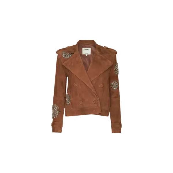 L'Agence Xoey Cropped Crystal Trench Coat