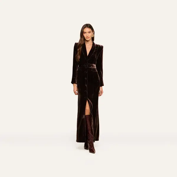 L'Agence Raini Velvet Maxi Dress - Dark Java