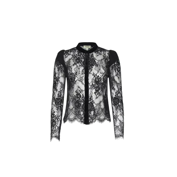 L'Agence Dorothea Velvet Lace Blouse Top