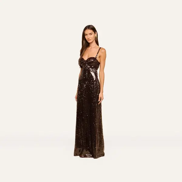 L'Agence Sayla Sequin Gown - Dark Java Sequins