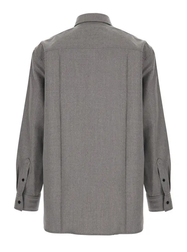 Bottega Veneta Compact Wool Flannel Shirt/sterling Melange