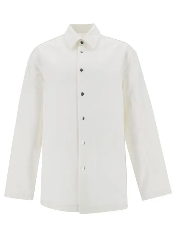 JIL SANDER White Shirt With Embossed Logo In Denim