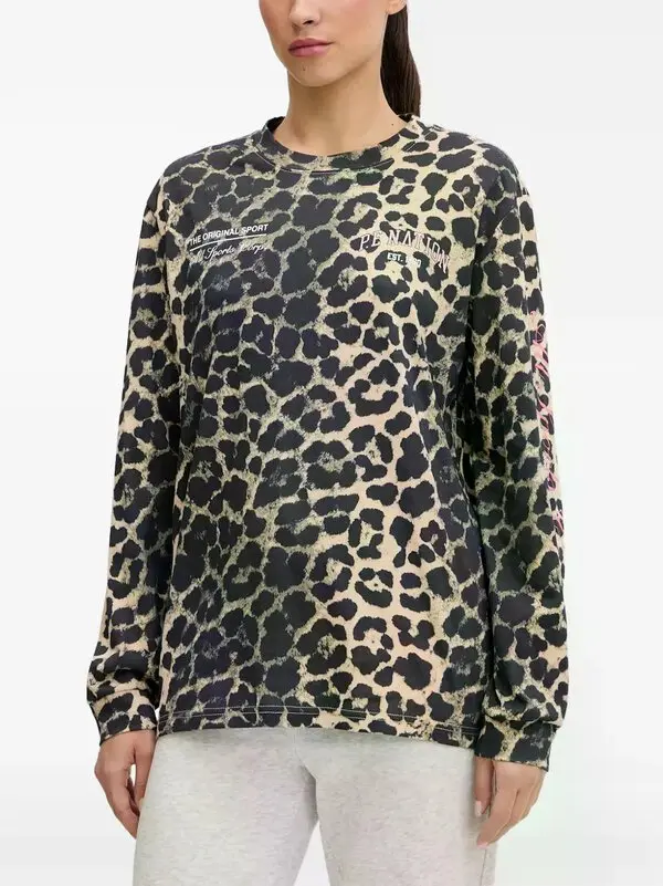 P.E Nation Leopard-print Logo-print T-shirt - Black
