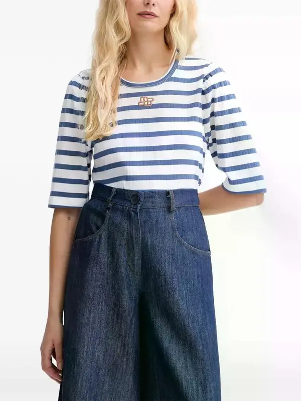 Munthe Parsa Striped Puffed-sleeve T-shirt - White