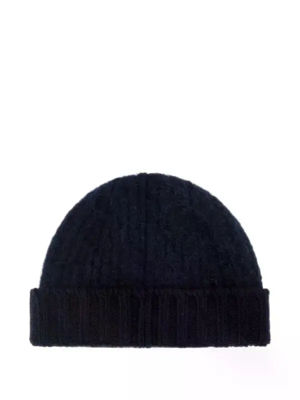 Stone Island N100009 Ribbed Baby Alpaca-blend Beanie - Blue