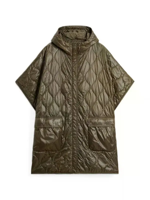 Woolrich Quilted Hooded Cape - Green