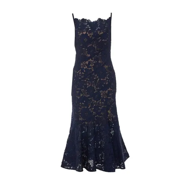 SELF-PORTRAIT Spiral Lace Midi Dress - Blue