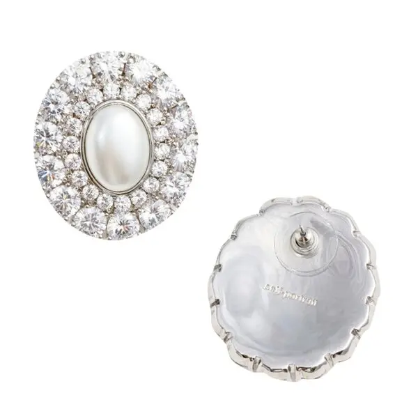 SELF-PORTRAIT Oval Crystal Pearl Earrings