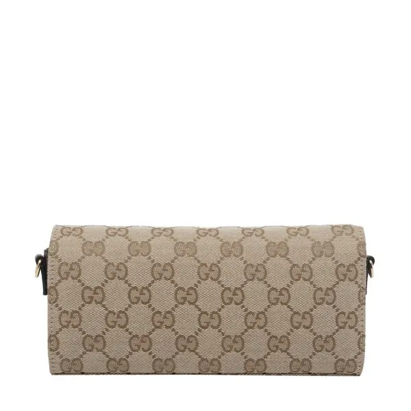 Gucci Gg Logo Horse Clip Chain Wallet - Cream