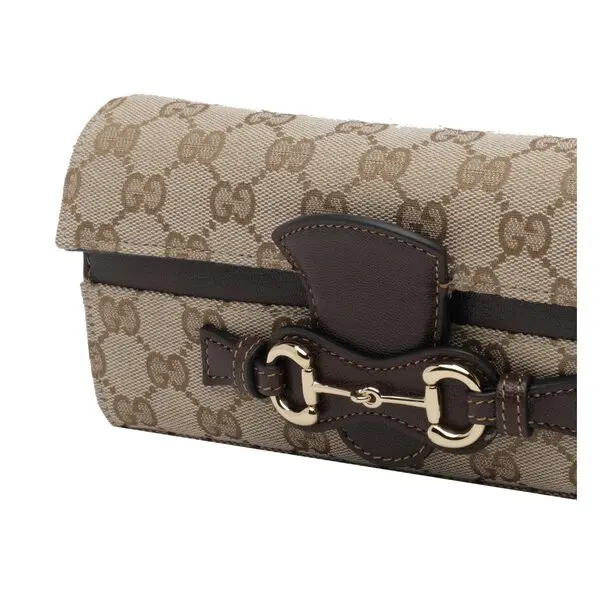 Gucci Gg Logo Horse Clip Chain Wallet - Cream