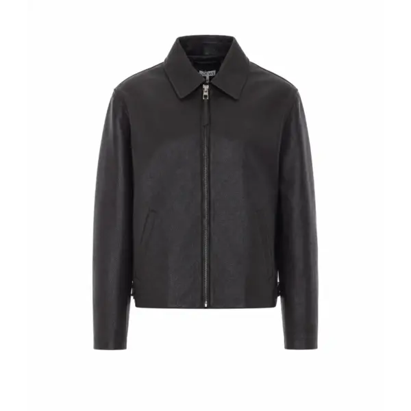 Loewe Zip Leather Jacket With Mini Anagram Logo - Brown