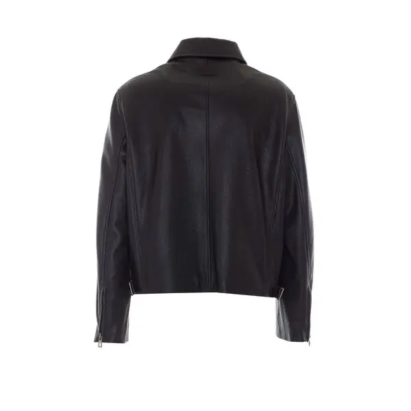 Loewe Zip Leather Jacket With Mini Anagram Logo - Brown