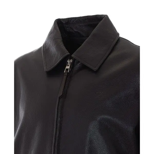 Loewe Zip Leather Jacket With Mini Anagram Logo - Brown