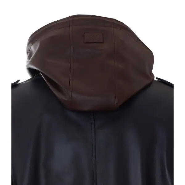 Loewe Hooded Leather Jacket With Anagram Patch On Hood