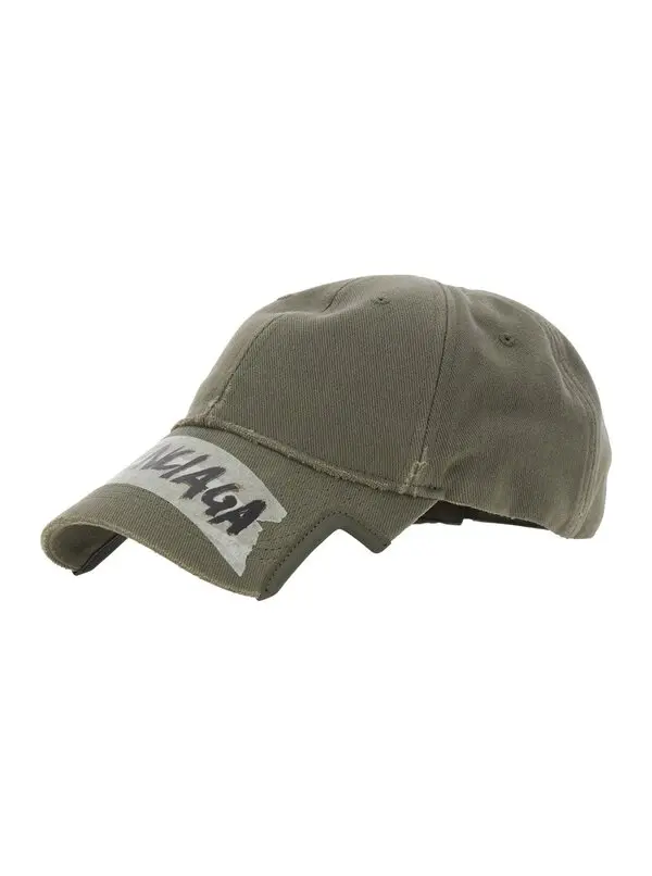Balenciaga Green Baseball Cap With Maxi Logo Lettering On The Front In Cotton - Multicolor
