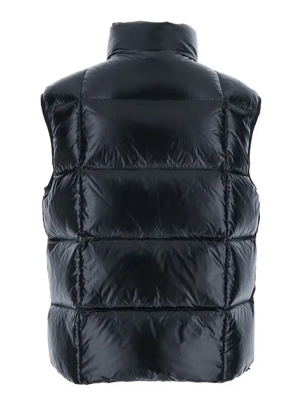 Dsquared2 Black Sleeveless Down Jacket With High Neck And Logo Patch On The Front In Tech Fabric