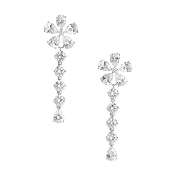 SELF-PORTRAIT Multi Crystal Flower Dangle Earrings