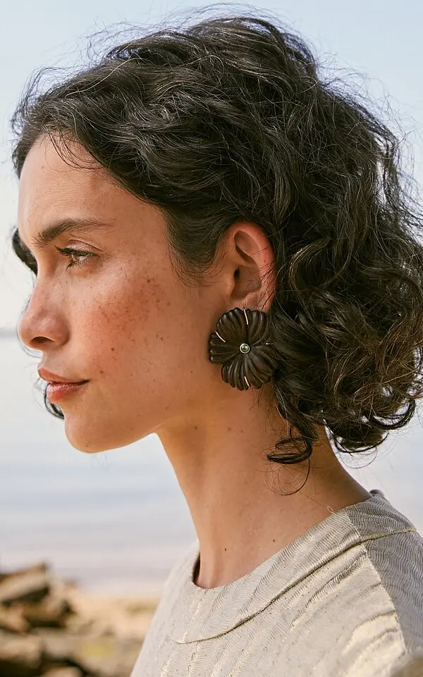 LIZZIE FORTUNATO New Bloom Studs In Acacia Wood