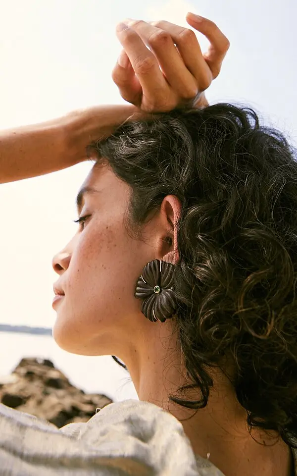 LIZZIE FORTUNATO New Bloom Studs In Acacia Wood