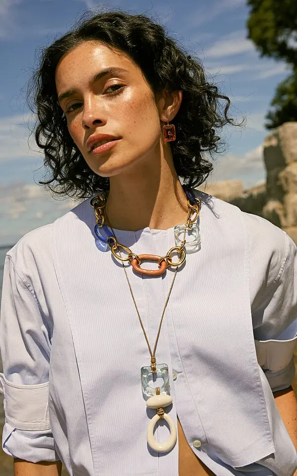 LIZZIE FORTUNATO Tile Earrings In Amber Glow