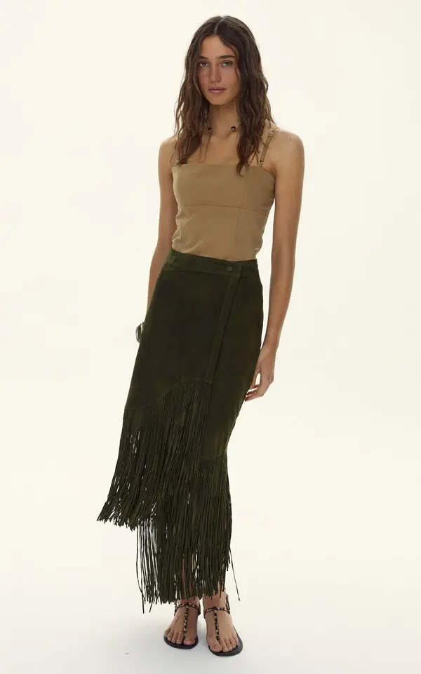 CURATORIA Aime Suede Midi Skirt