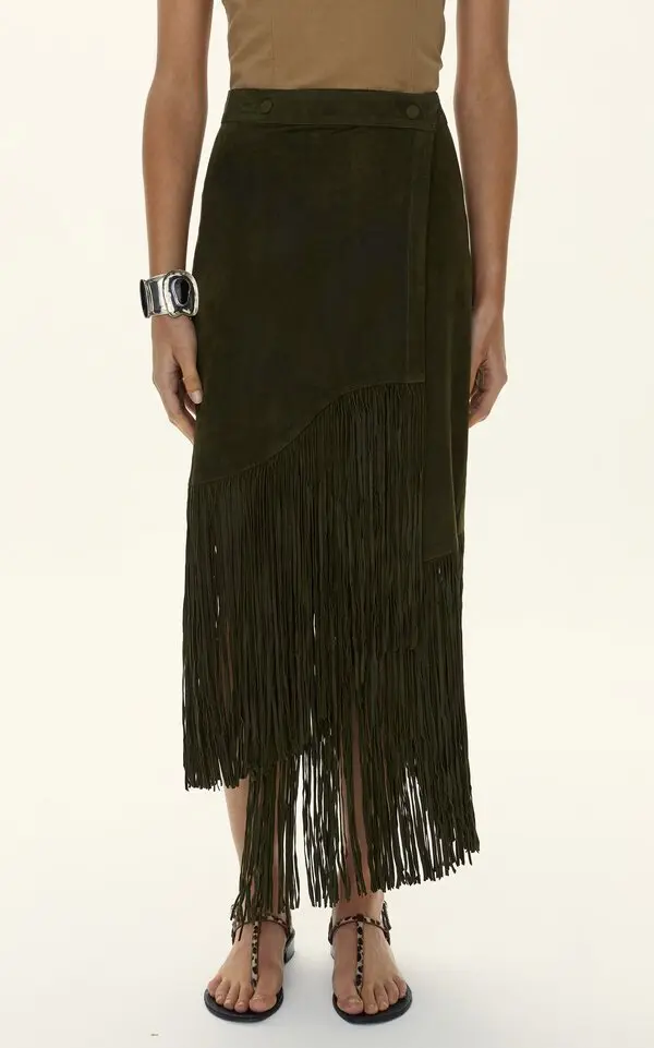 CURATORIA Aime Suede Midi Skirt