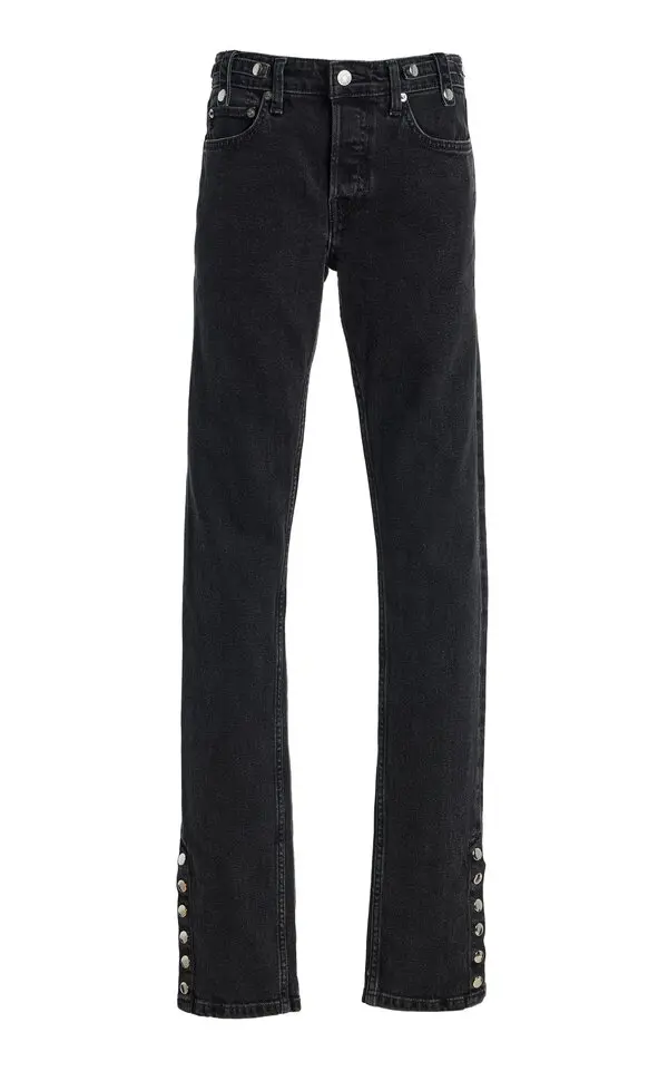 RE/DONE Britt Embellished Stretch Mid-rise Straight-leg Jeans