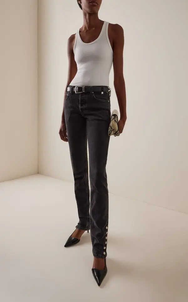 RE/DONE Britt Embellished Stretch Mid-rise Straight-leg Jeans