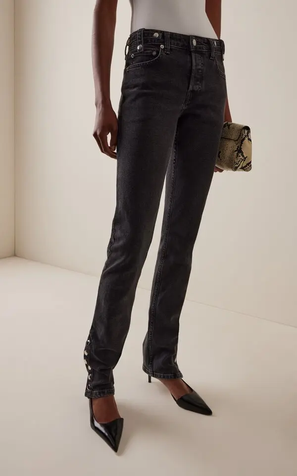 RE/DONE Britt Embellished Stretch Mid-rise Straight-leg Jeans
