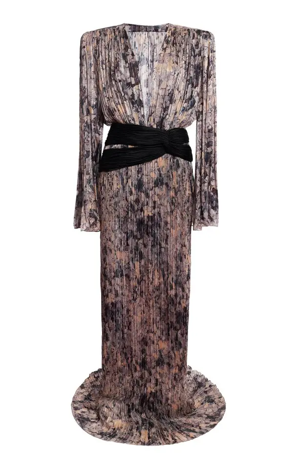 Valentino Garavani Plissé Lurex Gown - Grey