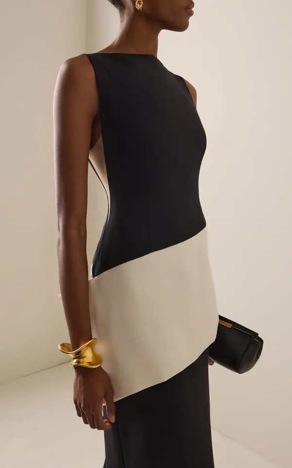 Rachel Gilbert Exclusive Rick Color-blocked Crepe Gown