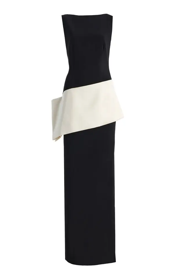 Rachel Gilbert Exclusive Rick Color-blocked Crepe Gown - Black