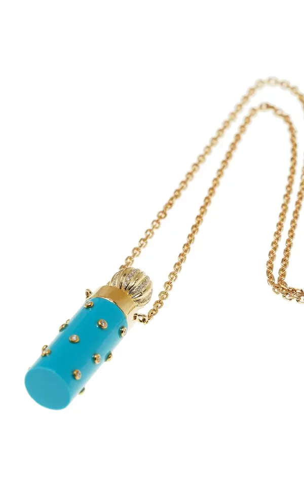 Yvonne Léon Vase 9k Yellow Gold Turquoise Necklace