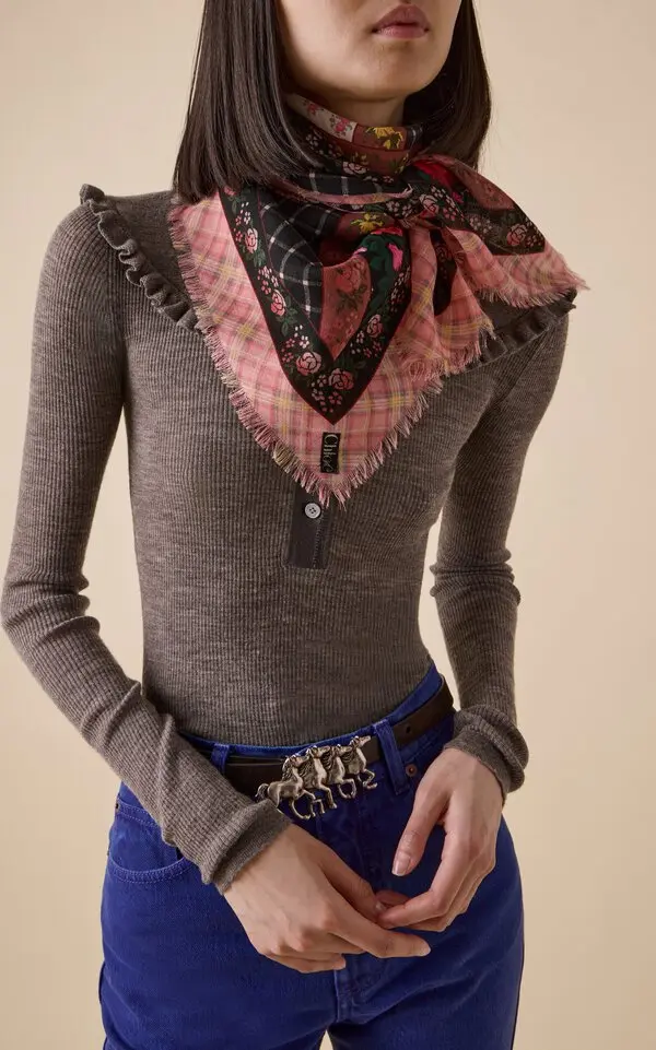Chloé Floral-print Wool-blend Scarf