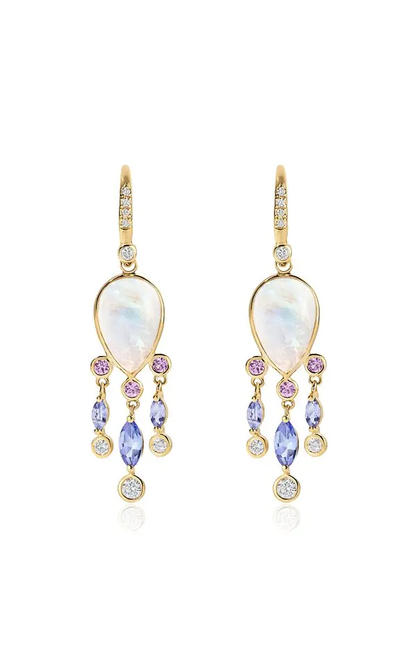 EDEN PRESLEY Rainbow And Roses 14k Yellow Gold -stone Earrings